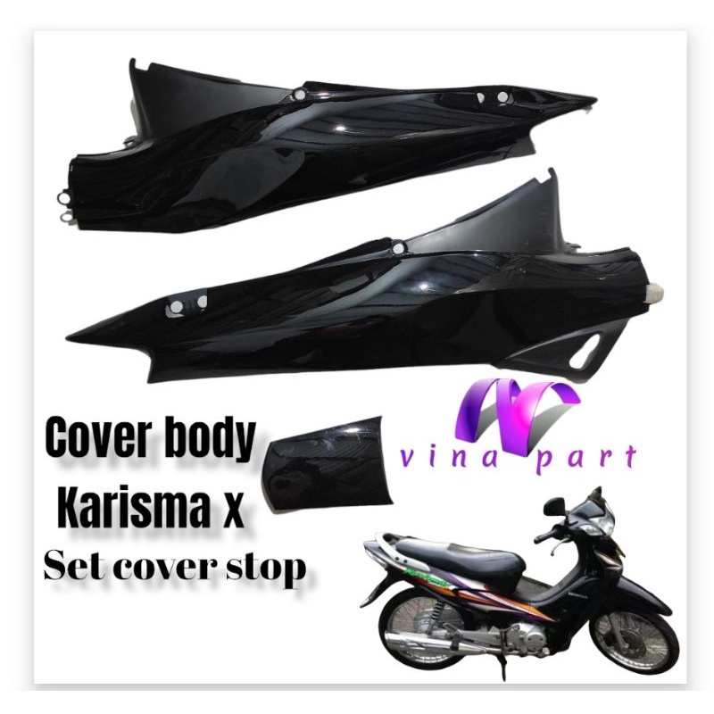 Jual cover body belakang karisma x hitam kanan kiri set cover stop merk ...