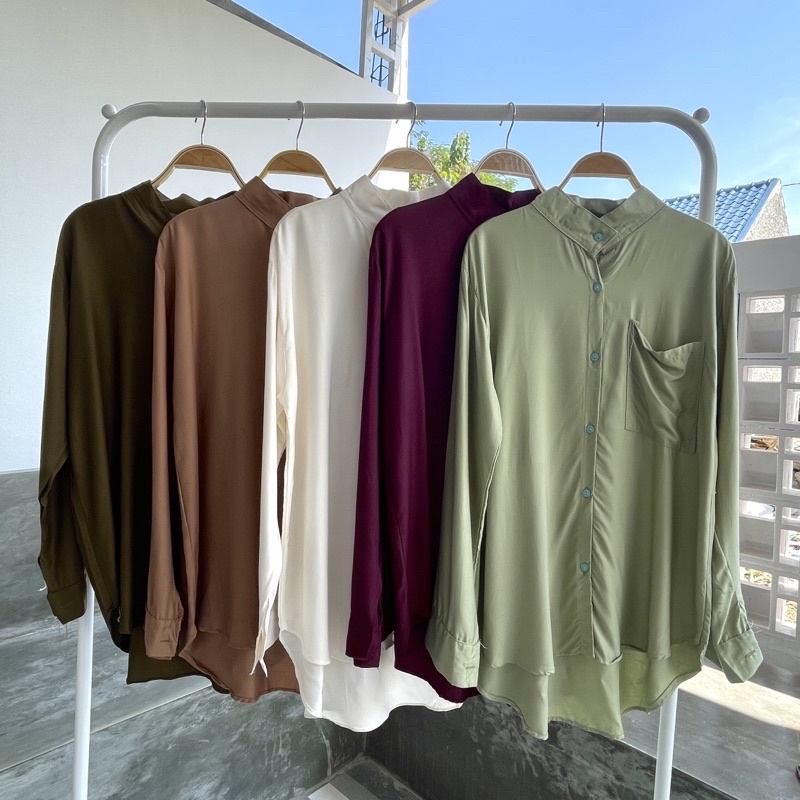 Jual Gara Shirt by khazaqi Kemeja Wanita Polos Lengan Panjang Casual ...