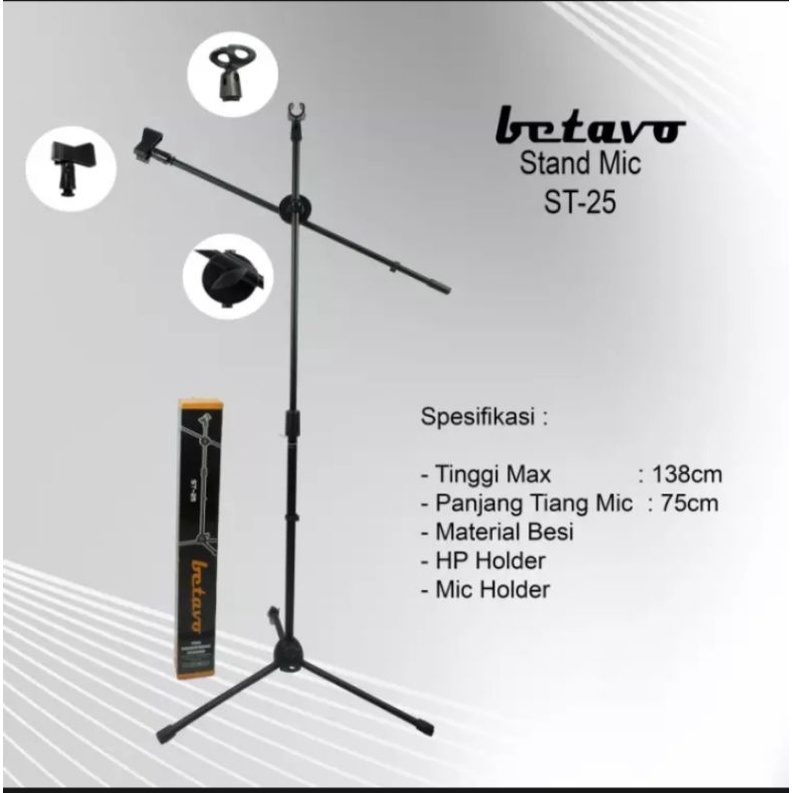 Jual Stand Mik Lantai BETAVO ST 25 Tiang mic Body Besi Stand Mic Betavo ...