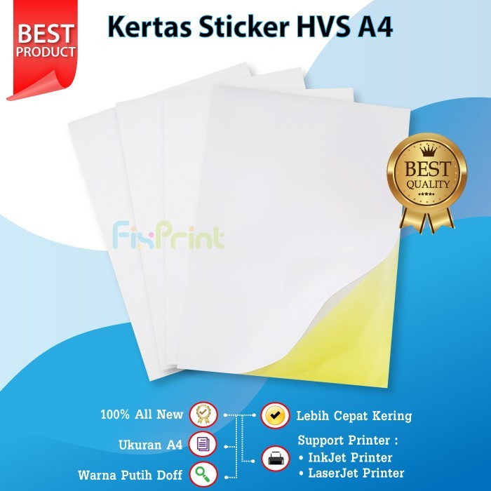 Jual Kertas Sticker HVS A4 Stiker HVS Doff Premium Quality 20 Lembar ...