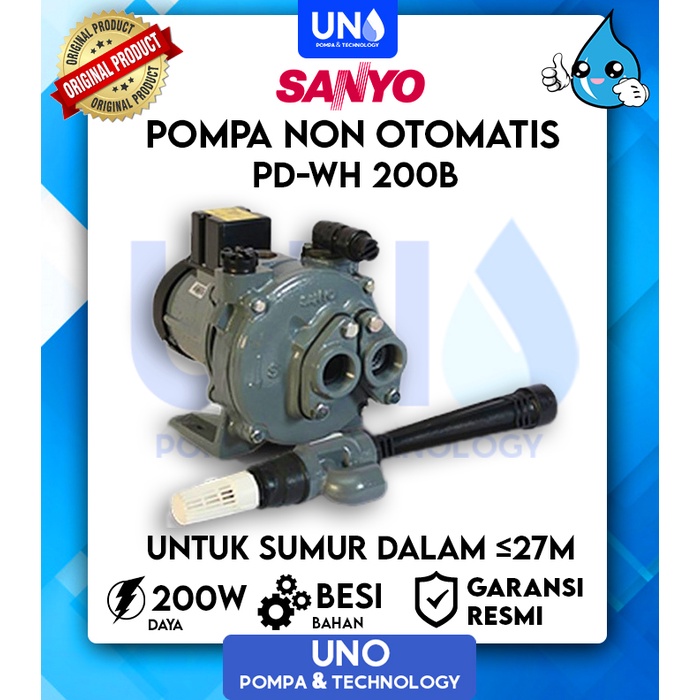 Jual Sanyo Pompa Air Sumur Dalam Non Auto Otomatis PDWH 200 B / PDWH ...