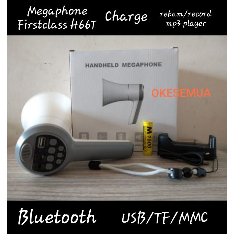 Jual MEGAPHONE REKAM FIRSTCLASS H66T BLUETOOTH/CHARGE/MP3 PLAYER/TF/USB ...