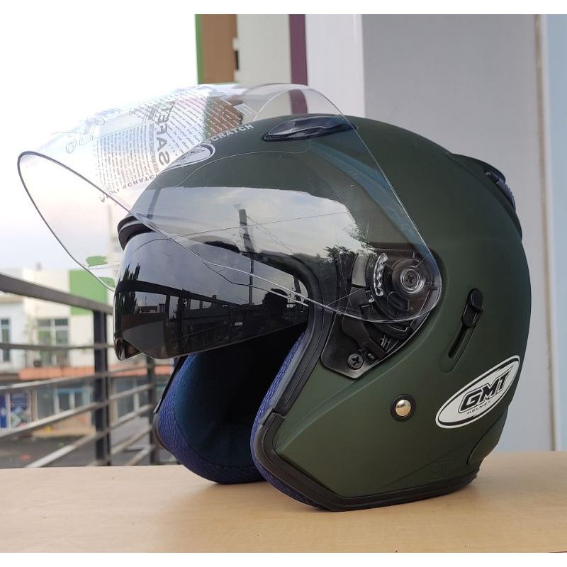 Jual Helm Sepeda Motor Half Face Double Visor GMT Original/Helm Pria ...