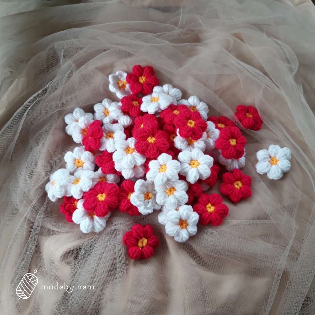 Jual SOUVENIR GANTUNGAN KUNCI RAJUT PUFF FLOWERS - aplikasi bunga rajut ...