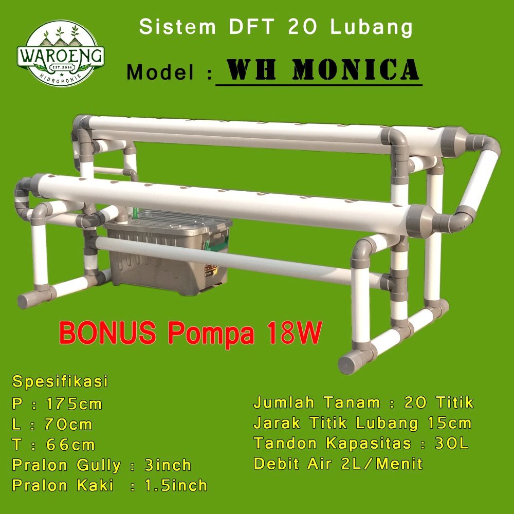 Jual MODUL HIDROPONIK DFT 20 LUBANG MODEL WH MONICA | Shopee Indonesia
