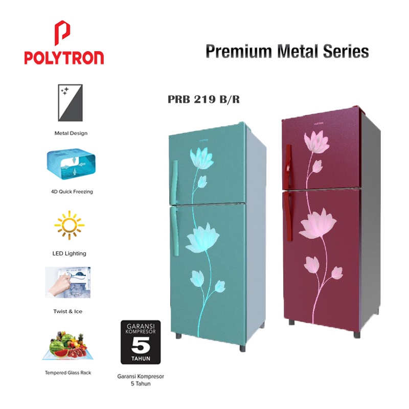 Jual Kulkas 2 Pintu Polytron PRB 219 B/R | Kulkas Polytron 2 Pintu ...