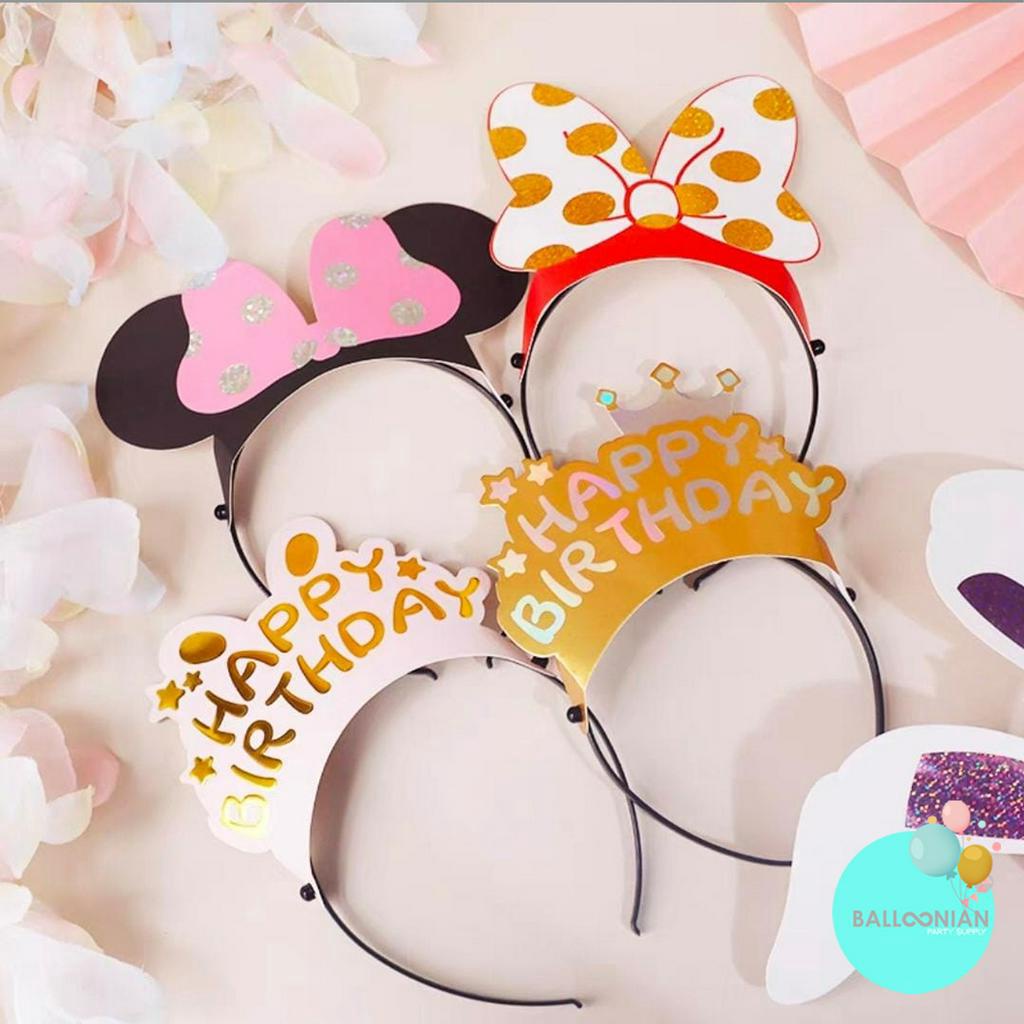 Jual Bando Kertas Ulang Tahun/Headband Paper Birthday/Bando Minnie ...