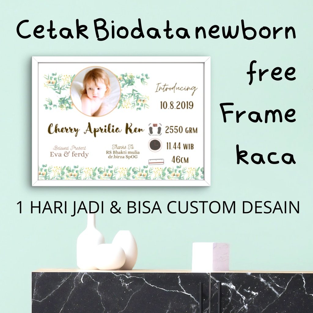 Jual Cetak Photo newborn, Biodata baby newborn, bingkai foto biodata ...