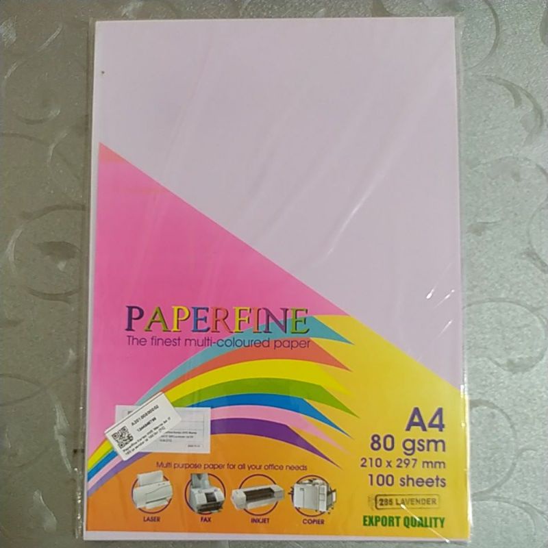 Jual Kertas Paperfine A4 80 Gram 100 Sheet - Kertas HVS Warna | Shopee ...