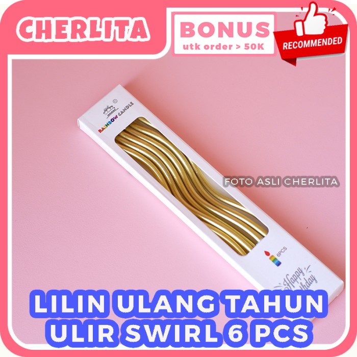 Jual READY Lilin Swirl Ulir Happy Birthday Lilin Ulang Tahun 6 Pcs ...