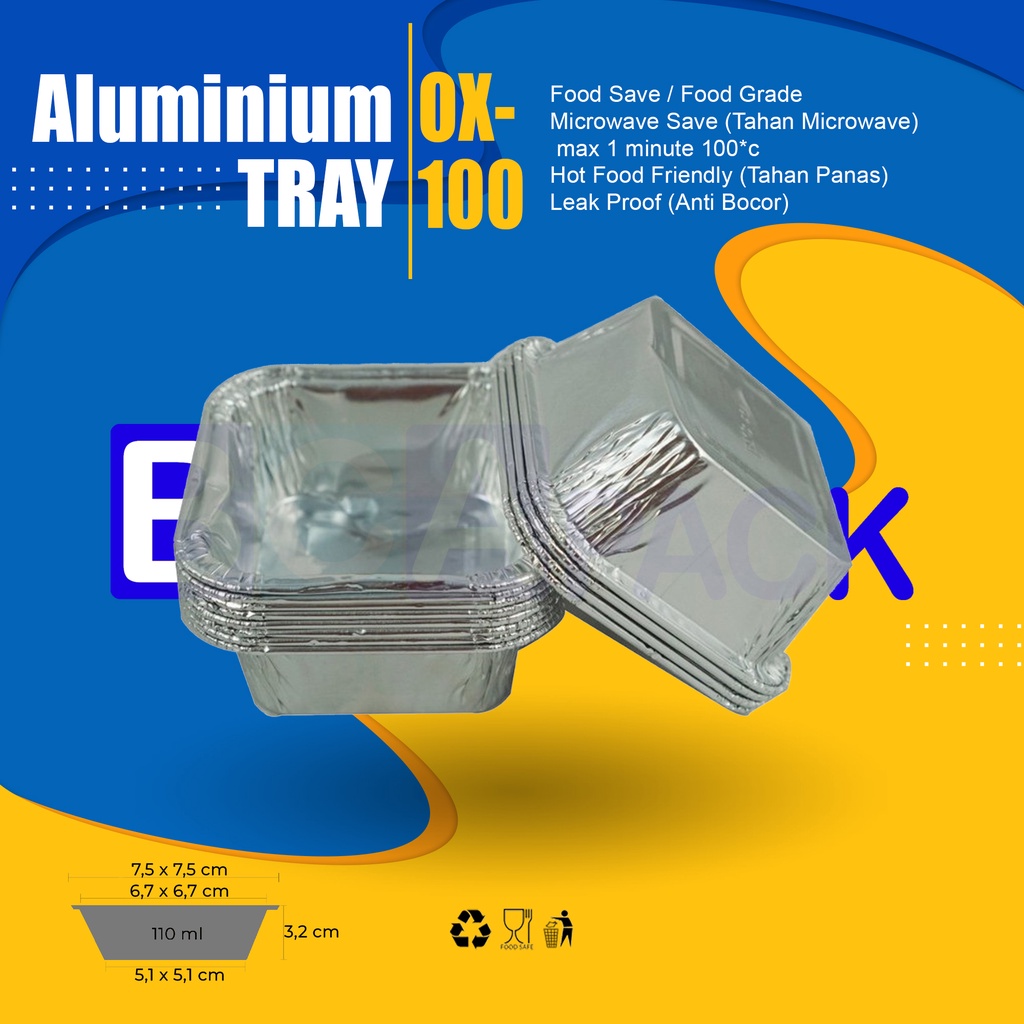 Jual ISI 100 PCS - ALUMINIUM TRAY OX-100 - WADAH CUP ALUMINUM FOIL TRAY ...