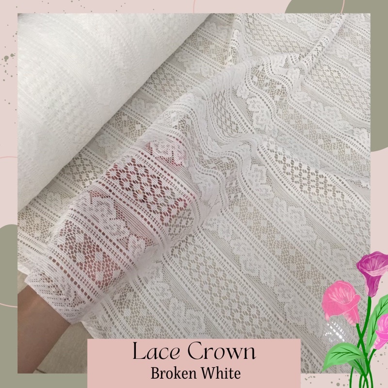 Jual Bahan Kain Brokat Brukat Halus Lace Motif Salur Crown Warna Dusty ...