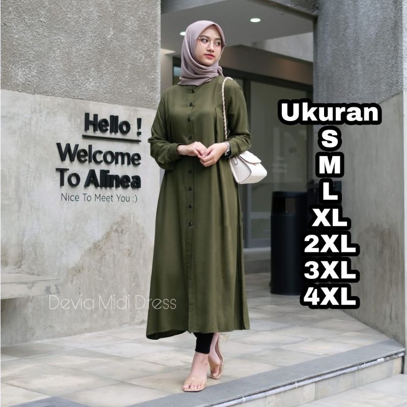 Jual Premium Series DEVIA Midi Dress Big Size Ukuran Size S M L XL 2XL 3XL 4XL XXL XXXL XXXXL 2L ...