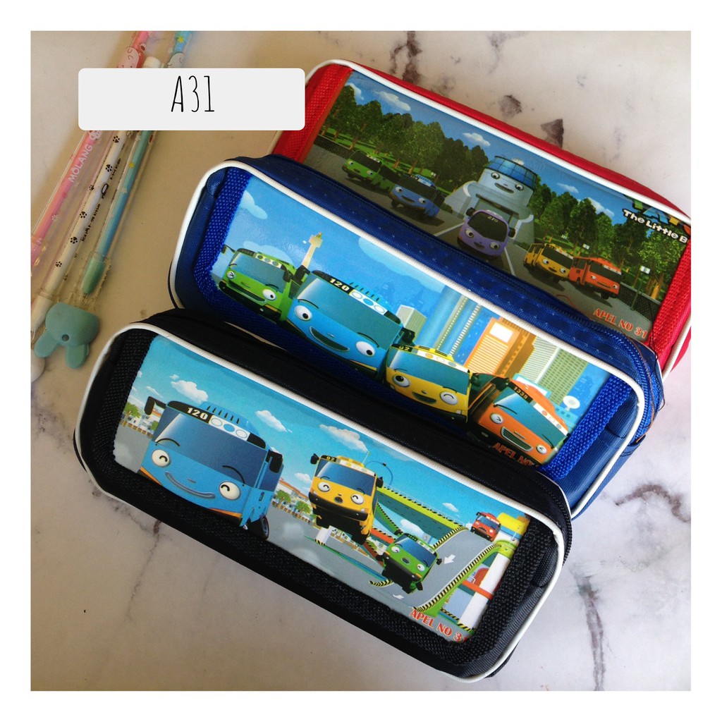 Jual kotak pensil kain anak tayo frozen / tempat pensil seleting murah ...