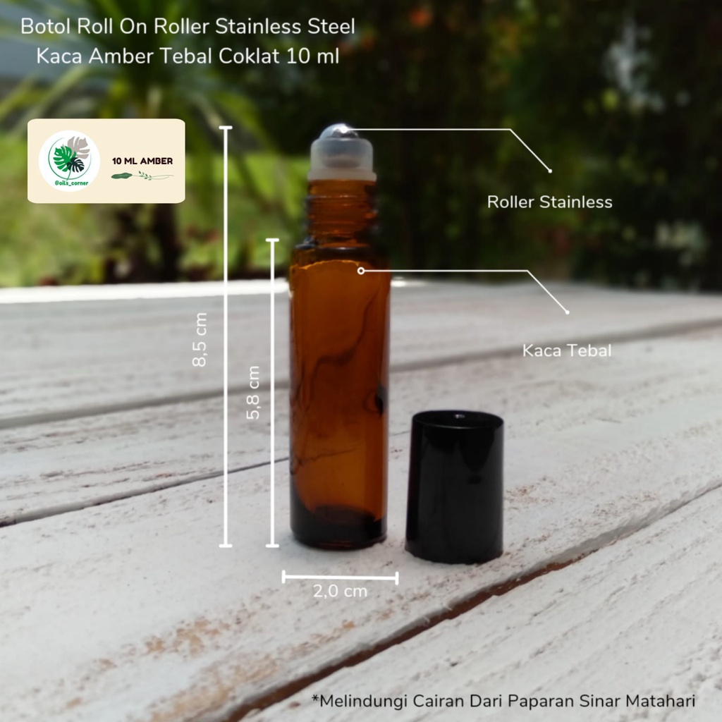 Jual Botol Roll On Roller Stainless Steel Kaca Amber Tebal Coklat ...