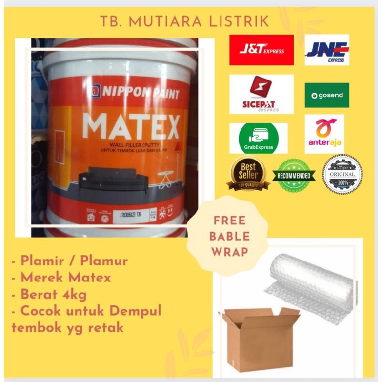 Jual Plamir Matex Nippon Paint 4Kg Wall Filler Putty Pelamir Tembok Instan Dempul Tembok Plamur ...