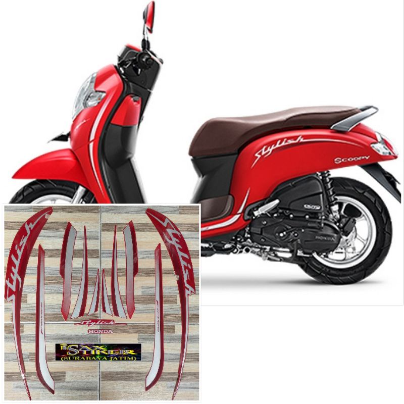 Jual striping original Honda Scoopy Stylish merah red tahun 2019 ...