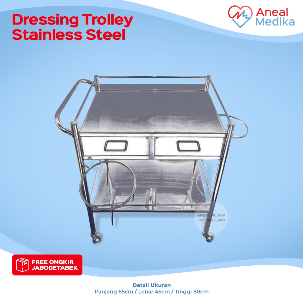 Jual Dressing Trolley Stainless Steel - Troli Troly Medis Rumah Sakit 2 ...