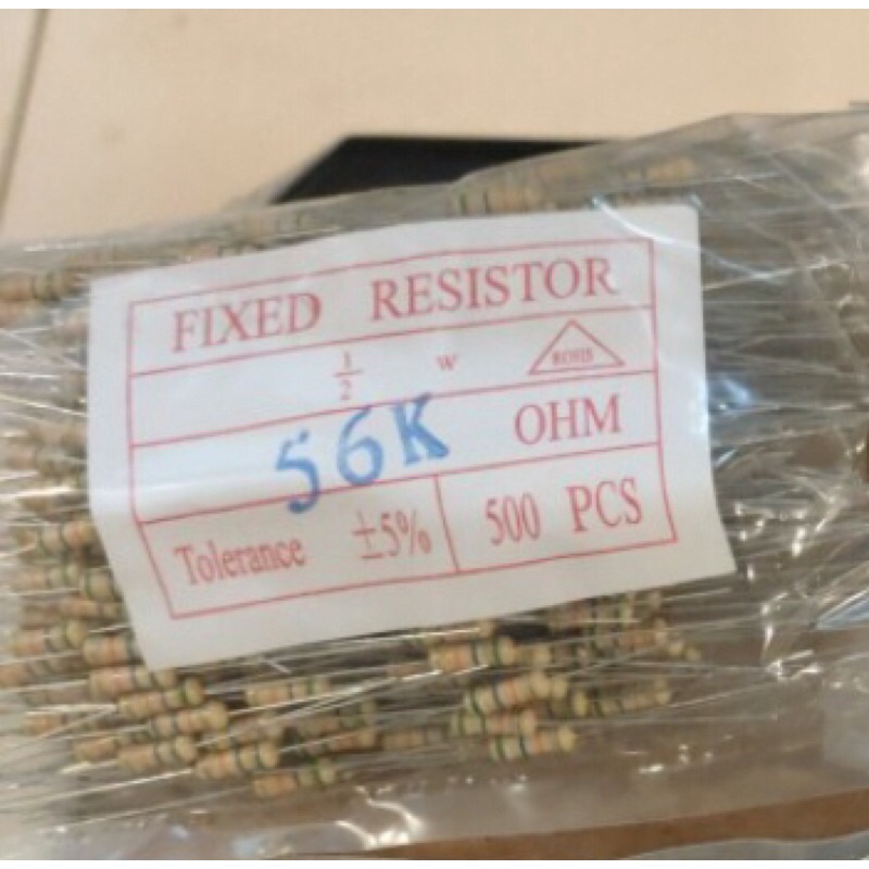 Jual Resistor 1/2 watt 56K Ohm (isi 40 pcs) | Shopee Indonesia
