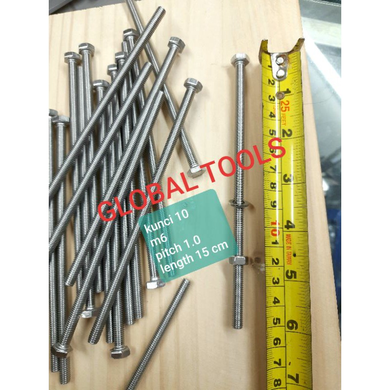 Jual baut mur stainless m6 x 150 baut kunci 10 x 15 cm baut panjang ...