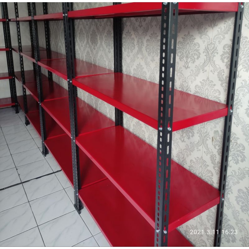 Jual rak besi siku 100x40x200 4 susun | rak besi siku lubang | rak ...