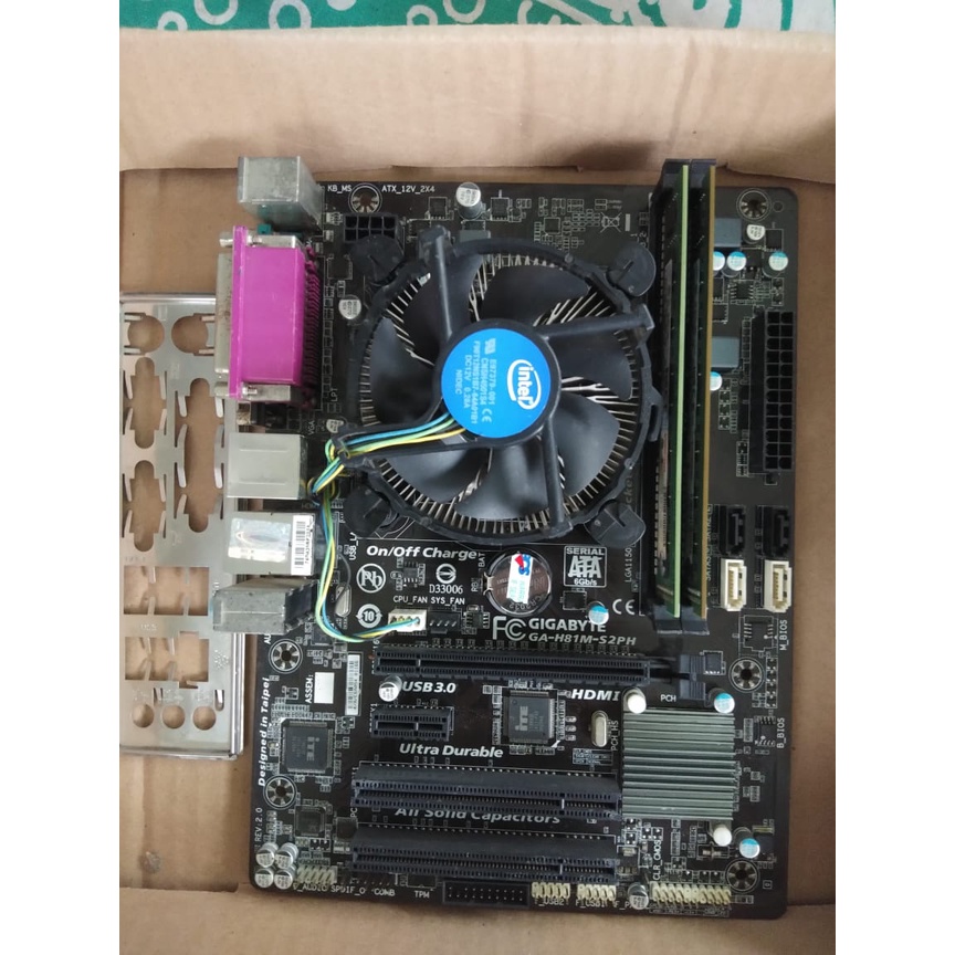 Jual Paketan Motherboard GigaByte H81M-S2PH INTEL G3220 RAM 4 GB FAN ...
