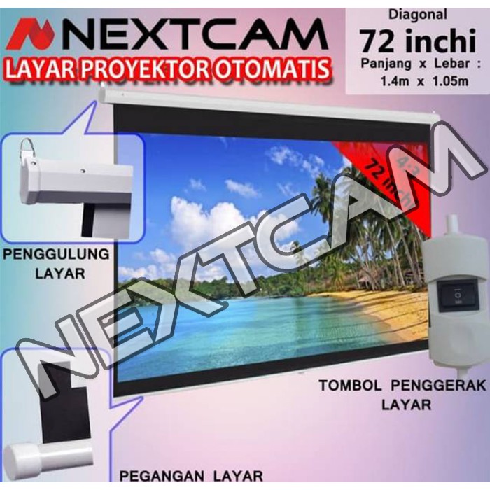 Jual NEXTCAM Layar proyektor motorik/layar proyektor otomatis 72inch ...