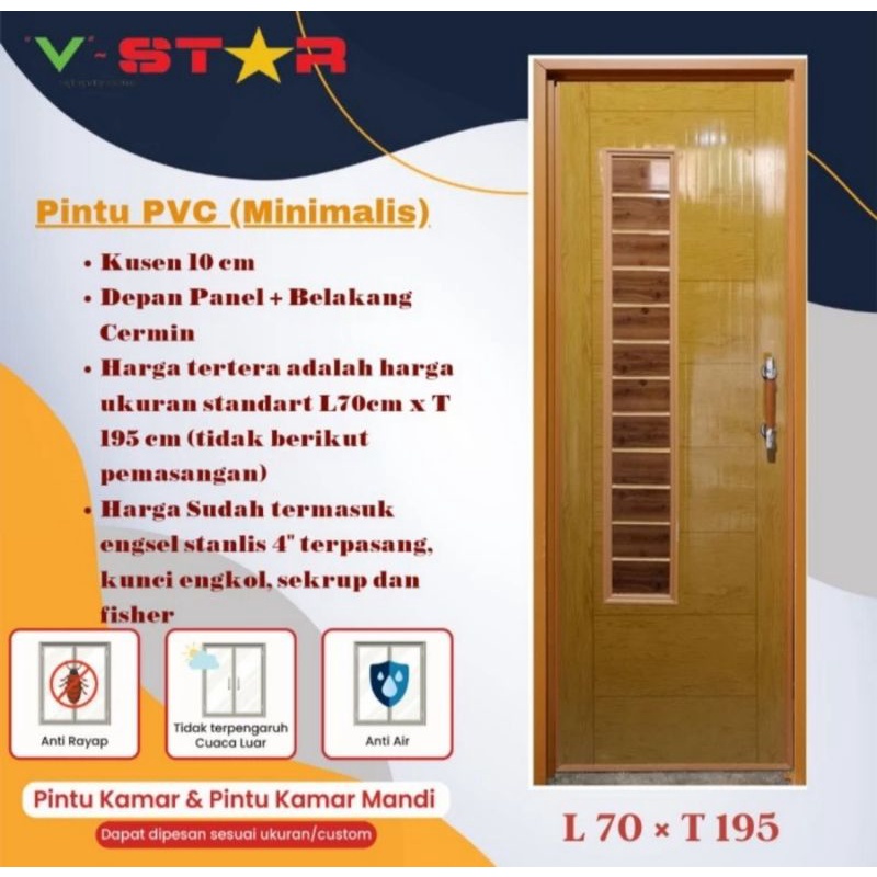 Jual Pintu Kamar Mandi PVC V STR Panel Minimalis | Shopee Indonesia