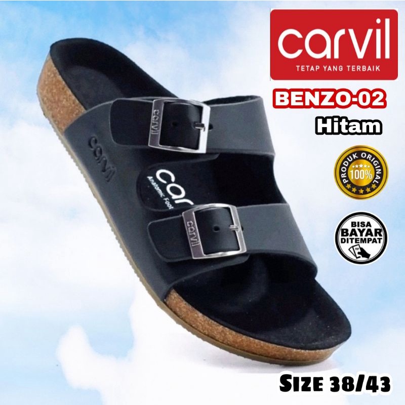 Jual Sandal Carvil Selop Pria Dewasa Kekinian Sendal Benzo 02 Hitam ...