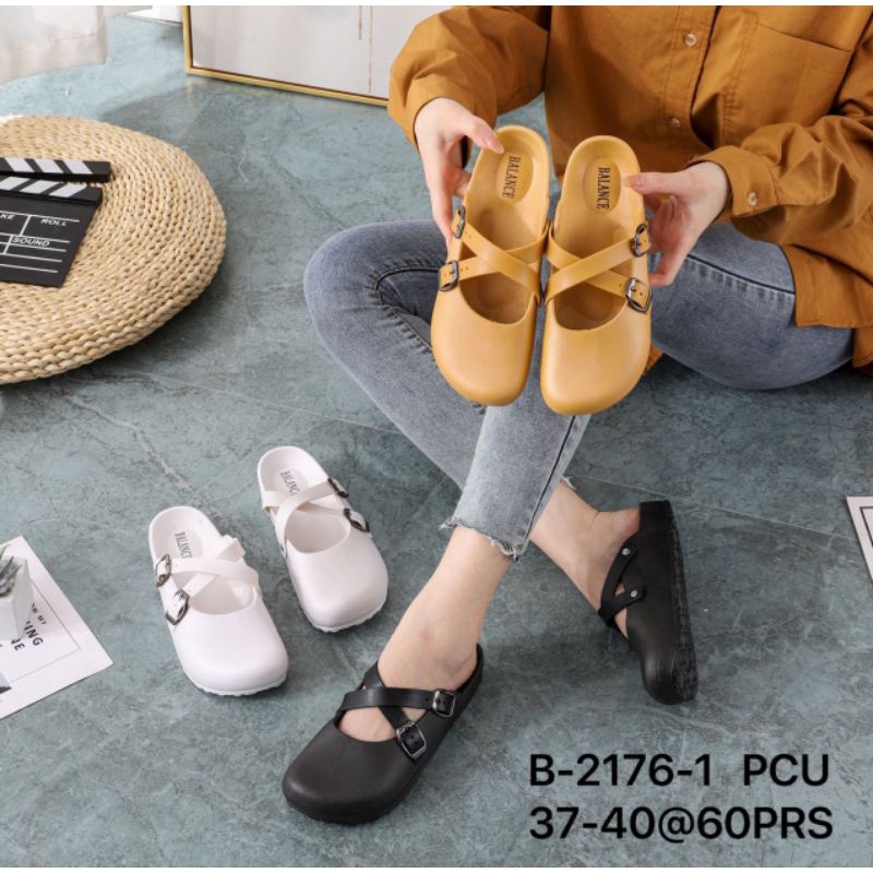 Jual 2176 Sendal Selop Wanita Jelly Tali Silang Gesper Balance | Shopee ...