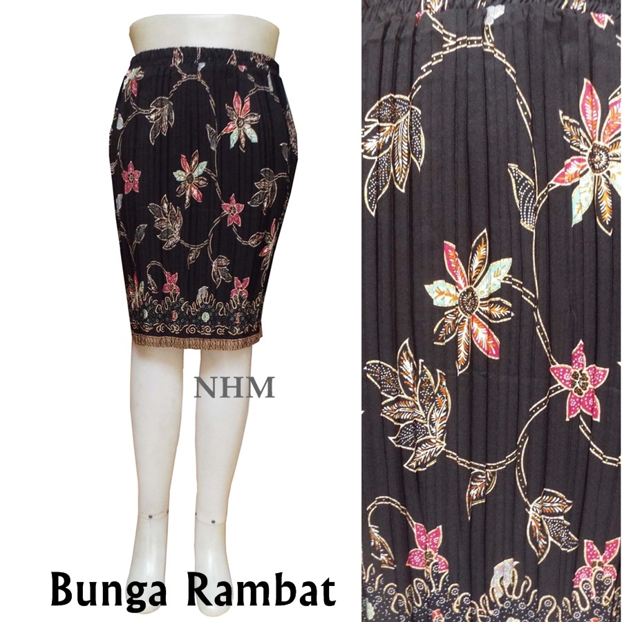 Jual Rok Plisket Pendek Bawahan Kebaya Batik Span Bunga Rambat | Shopee ...
