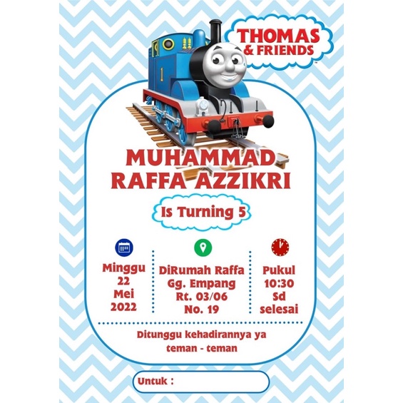 Jual Undangan Ulang Tahun / Birthday Invitation tema Thomas & Friends ...