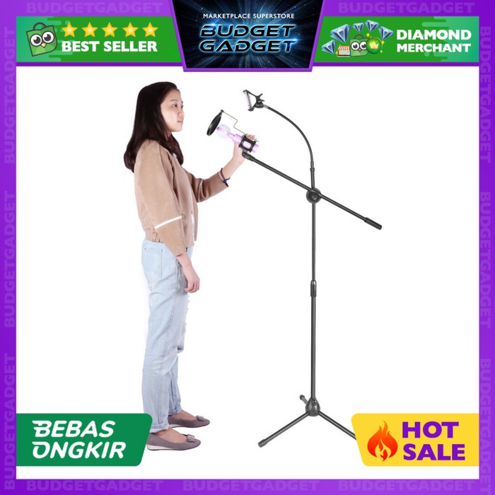 Jual Stand Tiang Mic Microphone & Smartphone Holder 360 Degree | Shopee ...