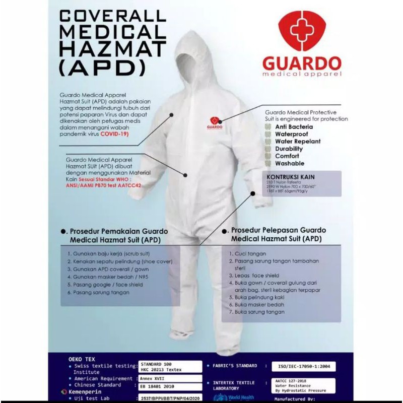 Jual COVERALL APD HAZMAT REUSABLE GUARDO | Shopee Indonesia