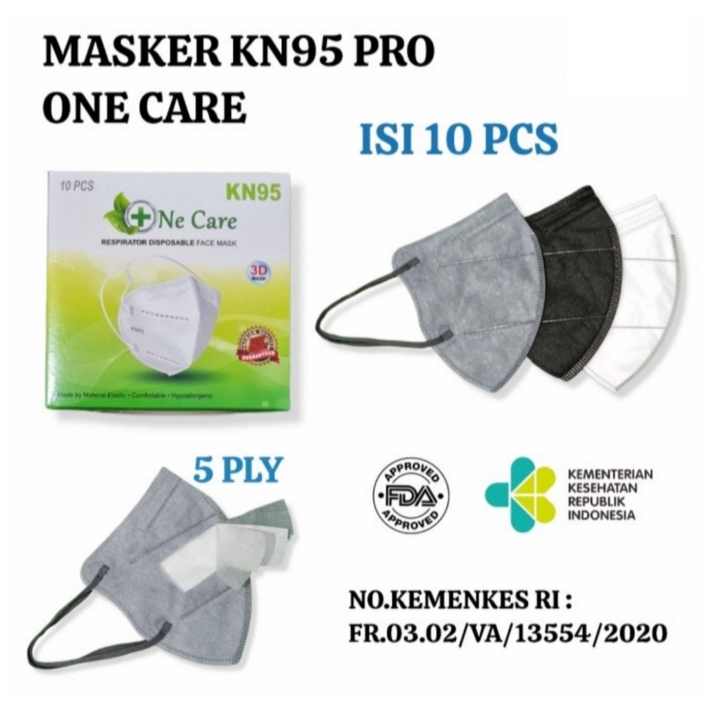 Jual MASKER KN95 PRO ONE CARE NE CARE 5PLY PASTI ORIGINAL KEMENKES 1BOX isi 10pcs [kediri ...