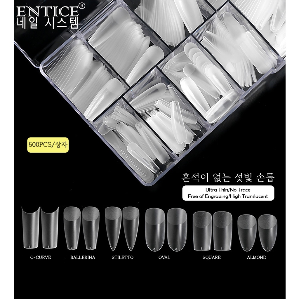 Jual Seamless Nail Tips by Entice set box 500 pcs Made In Korea / Kuku ...