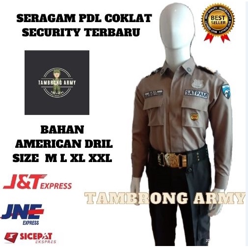 Jual baju seragam security pdl coklat seragam satpam baru lengan panjang | Shopee Indonesia