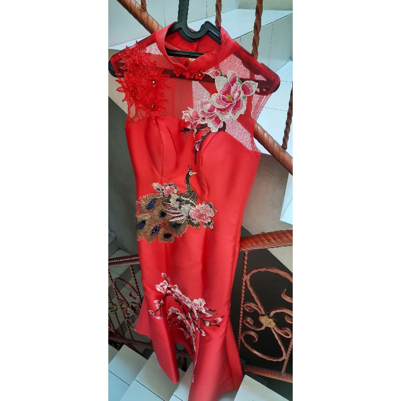 Jual dress sangjit - qipao - ceremony teapai - cheongsam dress preloved ...