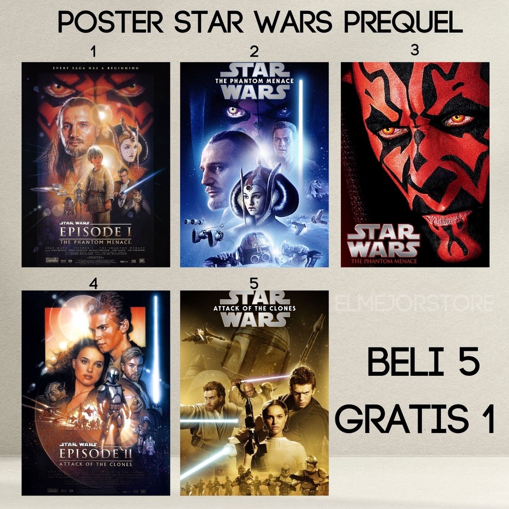 Jual Poster Star Wars Prequel The Phantom Menace Attack of the Clones ...