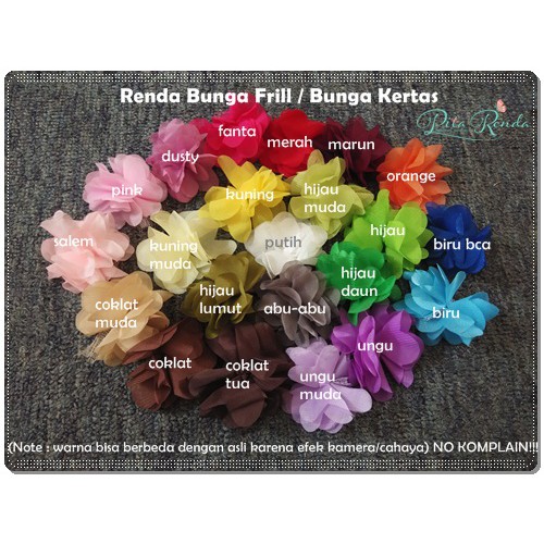 Jual RBB-03 : Renda Bunga Frill / Bunga Kertas (per buah pilih warna ...