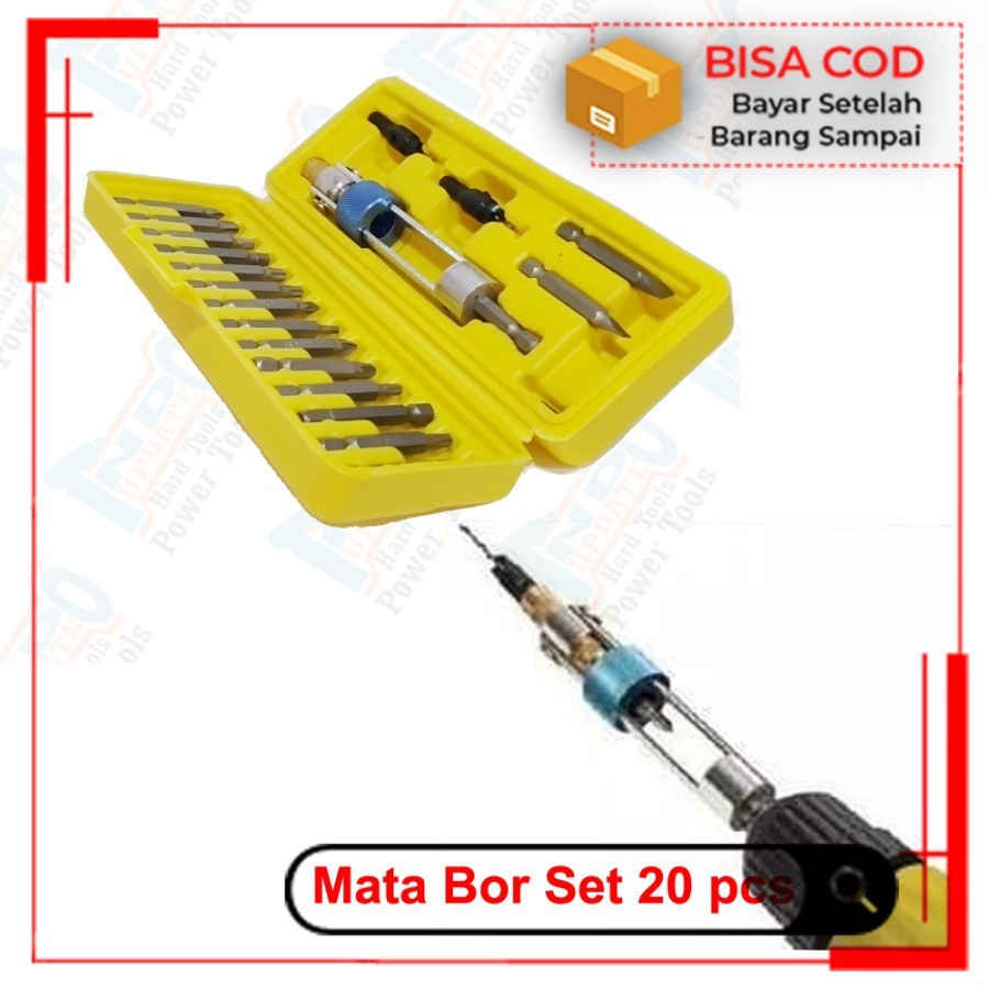 Jual mata bor Half Time Drill Driver 20 pcs Mata Bor Obeng Drill Screwdriver Bolak Balik Sekrup ...