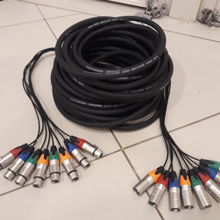 Jual Snake Kabel isi 8 Komplit + Konektor Jack XLR Male-Female 4 Meter ...