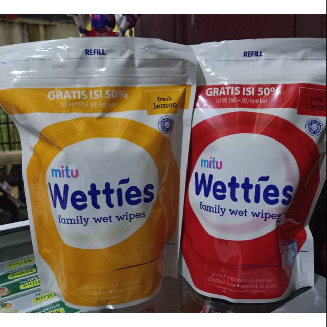 Jual Tisue Mitu Wetties Refil Antiseptic (90 lembar) | Shopee Indonesia