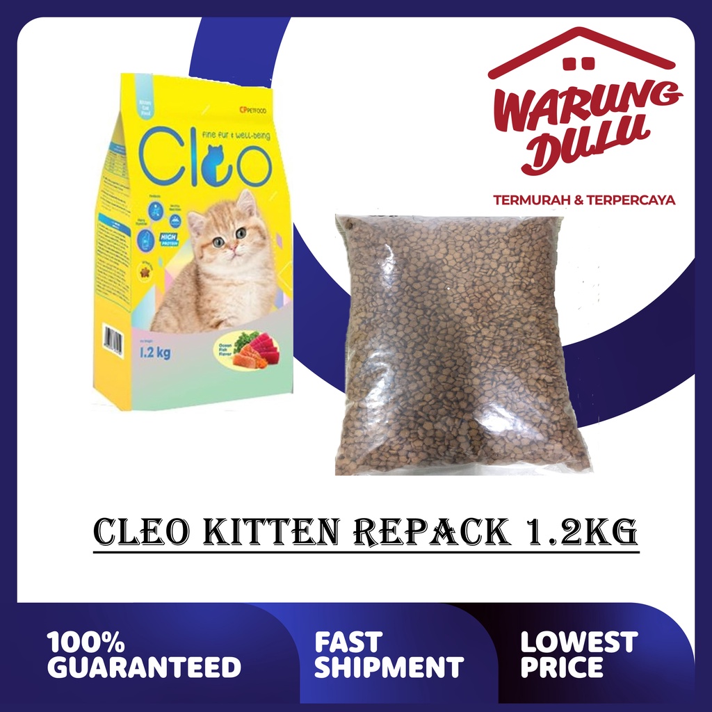Jual Makanan kucing Cleo Kitten Repack 1.2KG | Shopee Indonesia