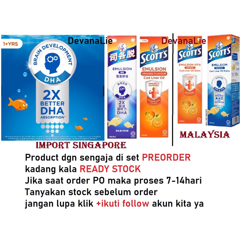 Jual 400ml Scott's Scott Scotts Emulsion Vita COD Liver Oil Minyak ikan ...