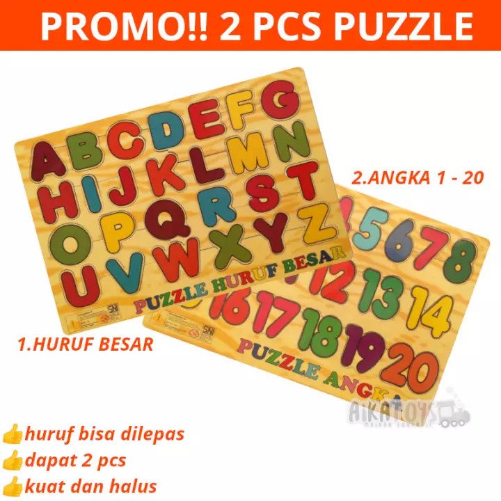 Jual Paket 2 Pcs Puzzle Huruf Besar Kapital dan Angka Bilangan Number ...