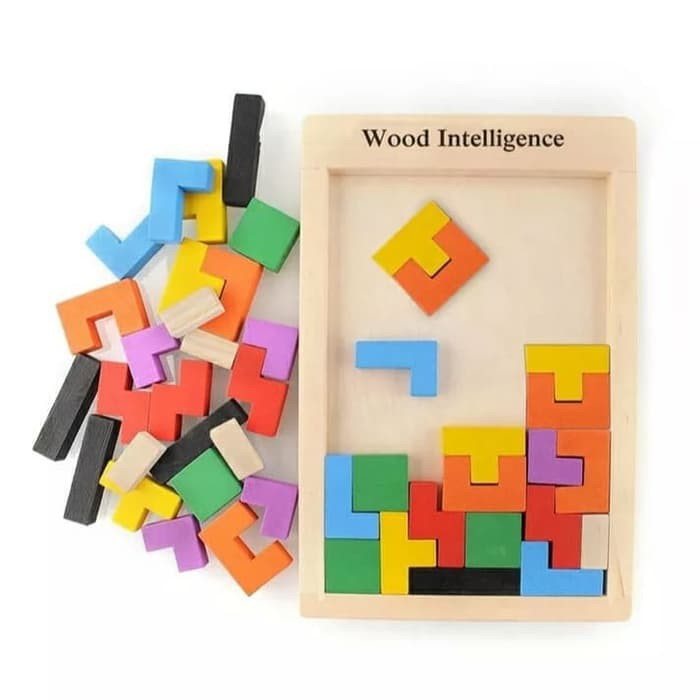 Jual [hero] Mainan Edukasi Susun Puzzle Kayu Balok Kayu Tetris - Wood ...