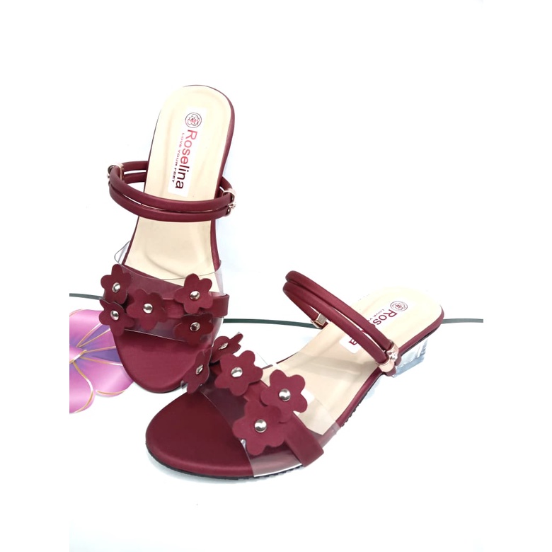 Jual YV Sandal Anak Heels Hak Kaca Mika Bunga Sandal Pesta Anak Terbaru ...