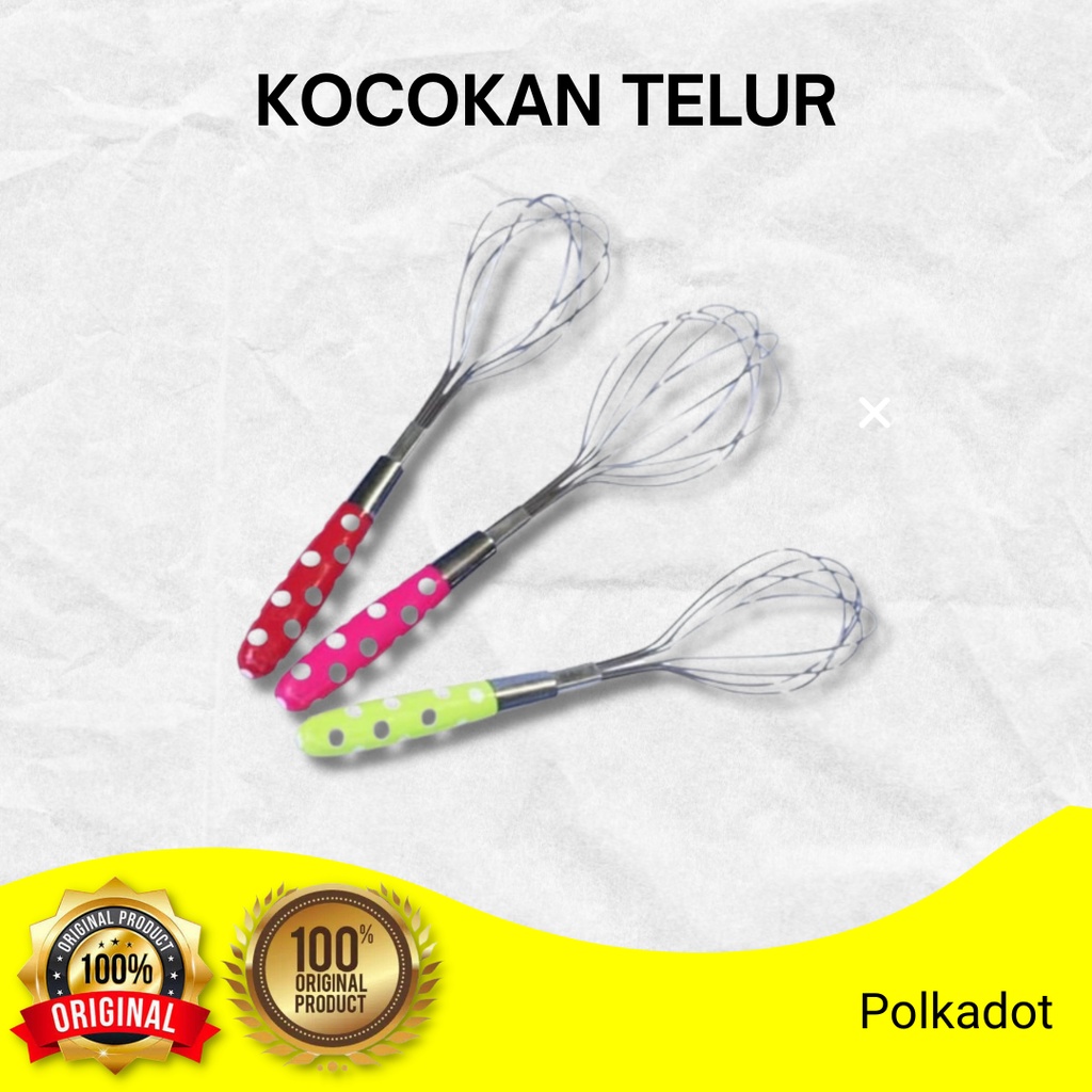 Jual Alat Pengocok Telur Kocokan Telor Stainless Manual Gagang Polkadot ...