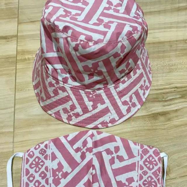 Jual Topi masker set/topi batik/masker batik/set topi masker kekinian ...